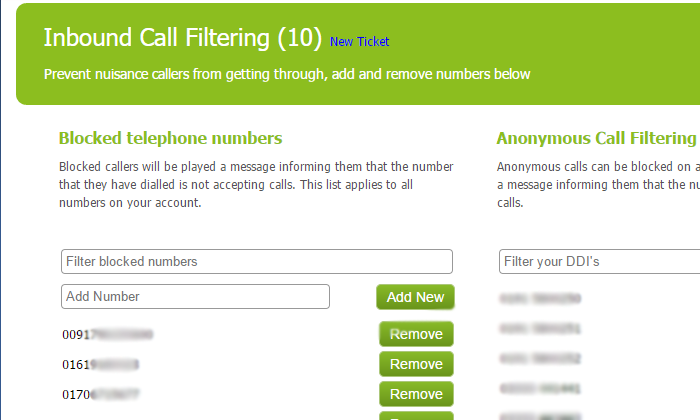 Block nuisance numbers from calling your business - Soho66